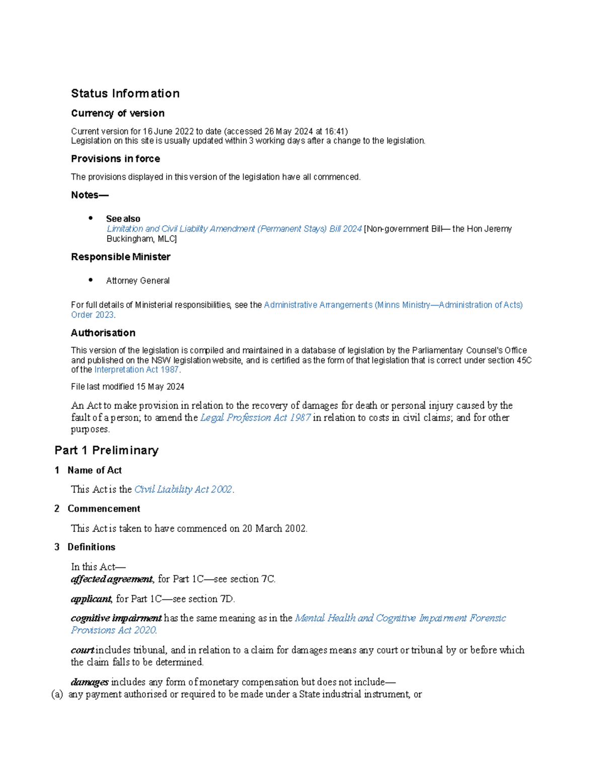 Civil liability act - Copy - Status Information Currency of version ...