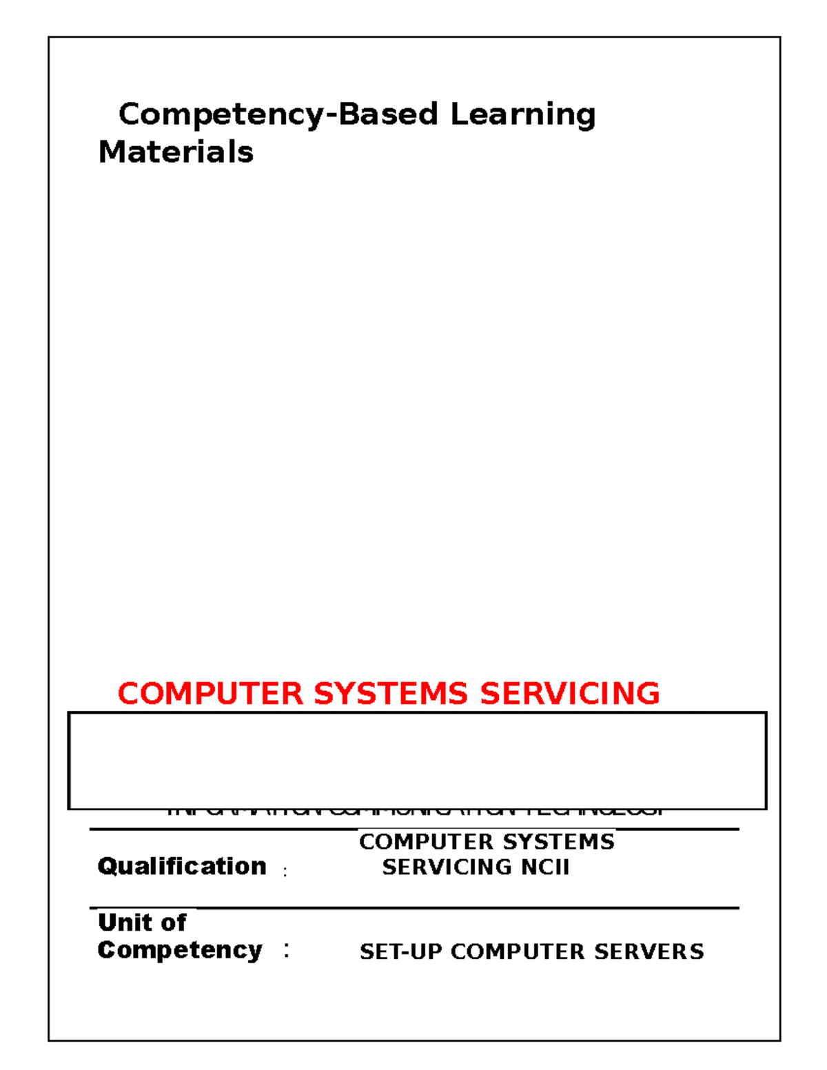 COC3Edited - SHS - Competency-Based Learning Materials COMPUTER SYSTEMS SERVICING NCII Sector ...