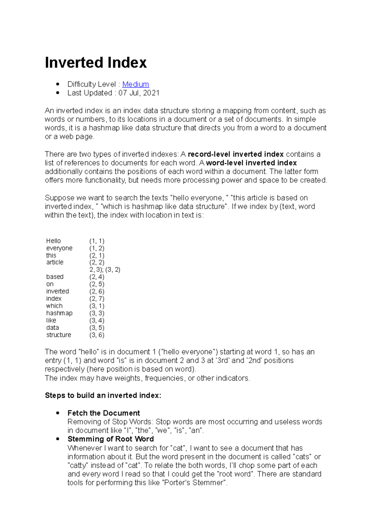 Inverted Index - adada - Inverted Index Difficulty Level : Medium Last ...