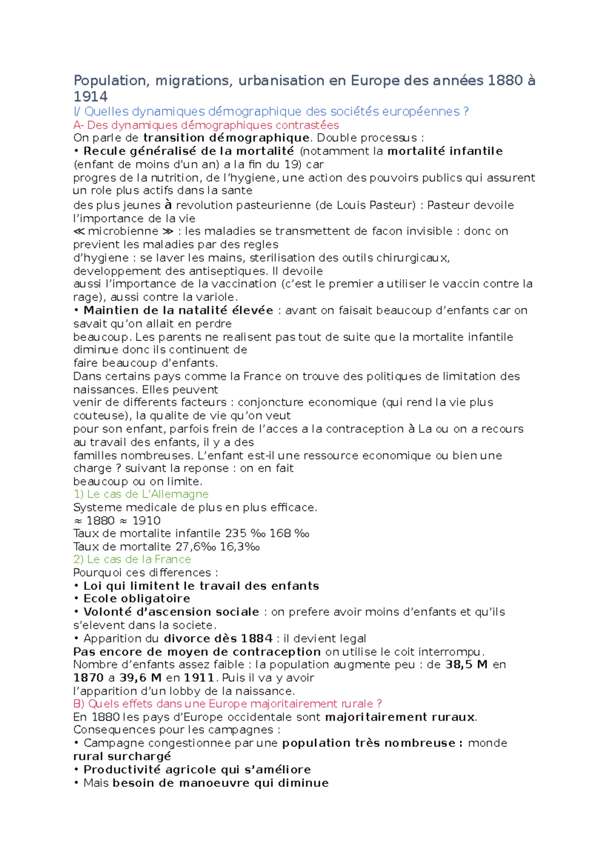 Population, migrations, urbanisation en Europe des années 1880 à 1914 ...