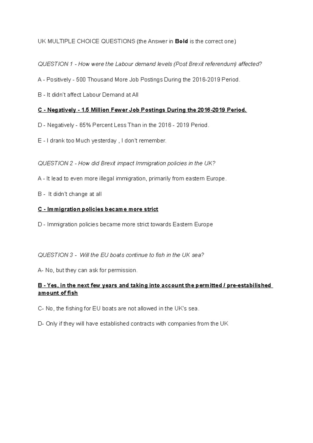 Topic 6 UK Multiple Choice Questions Group B - UK MULTIPLE CHOICE ...