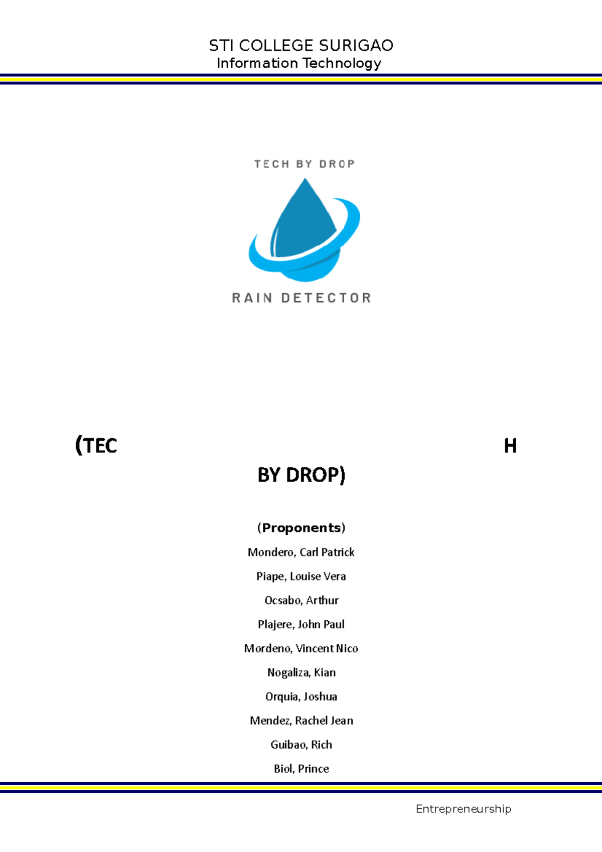 Business Proposal Group 4 0 - Information Technology (TEC H BY DROP ...