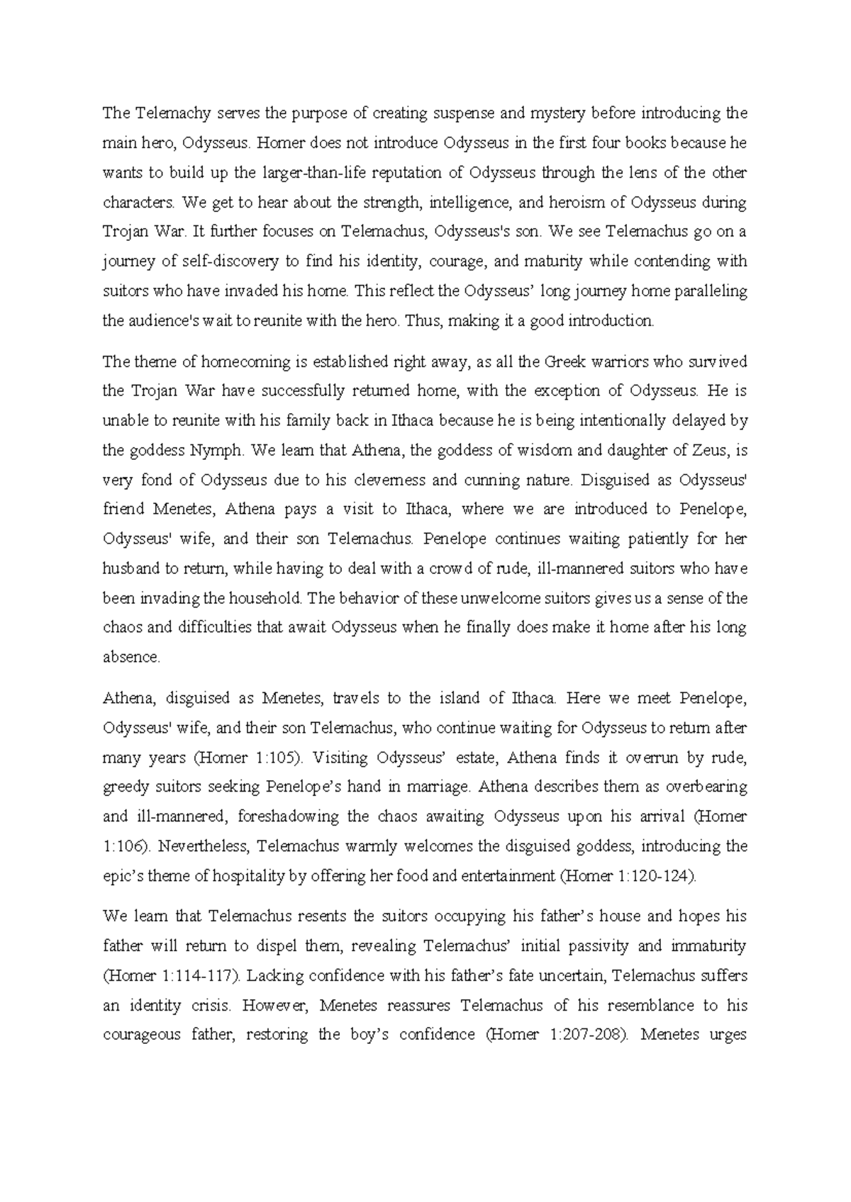Classics 101 tut 2 - Analyzes the Telemachy section of Homer's Odyssey ...