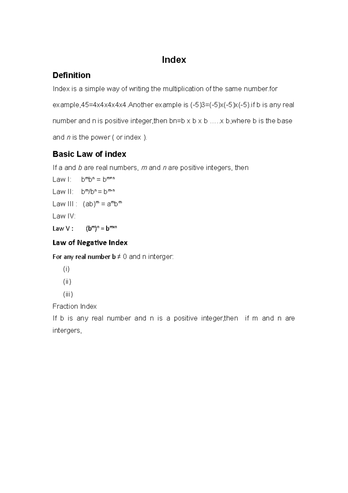 Csc Exersice 3 For Example Index Definition Index Is A Simple Way