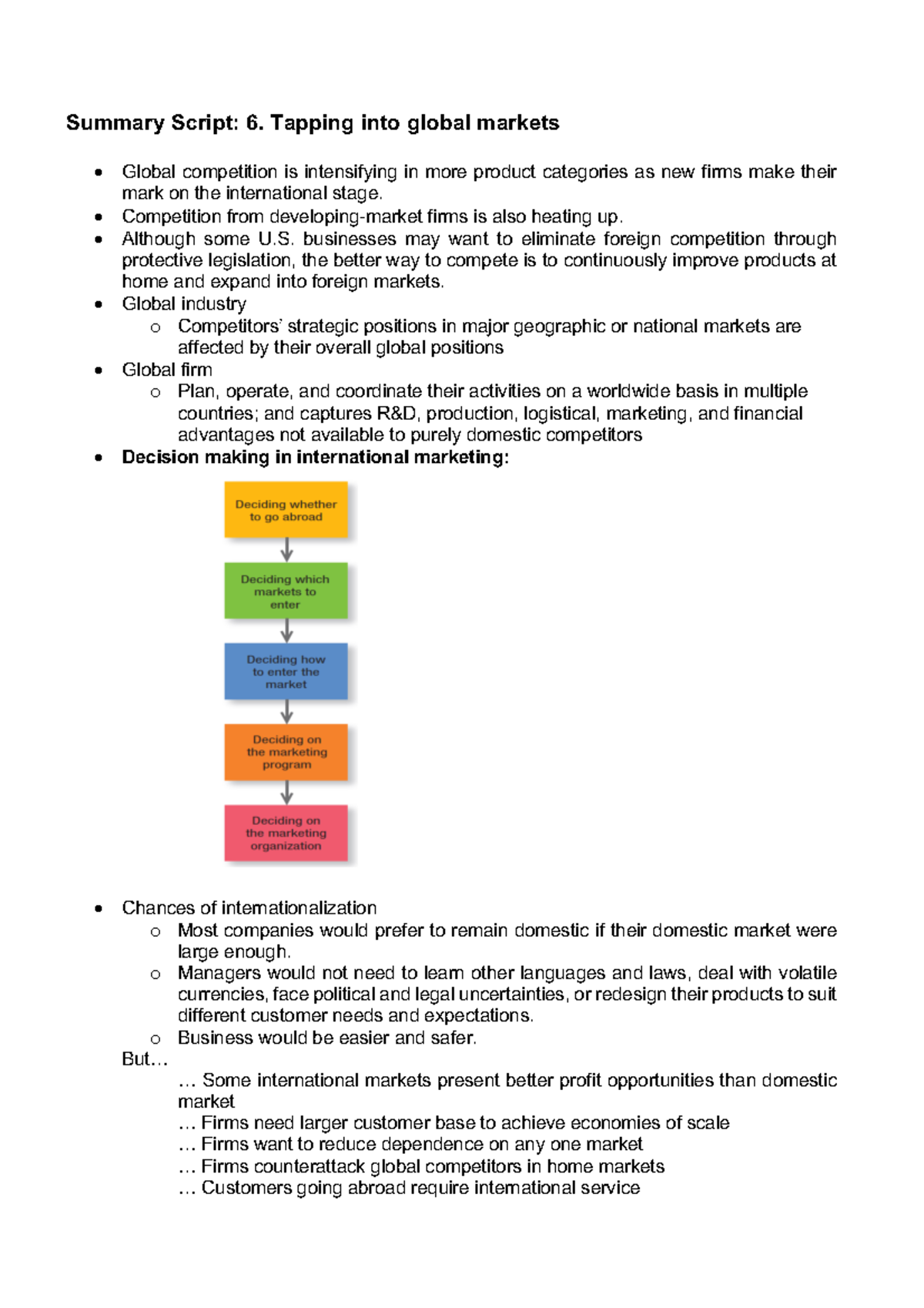 6. Chapter Summary Script Tapping into Global markets - Summary Script ...
