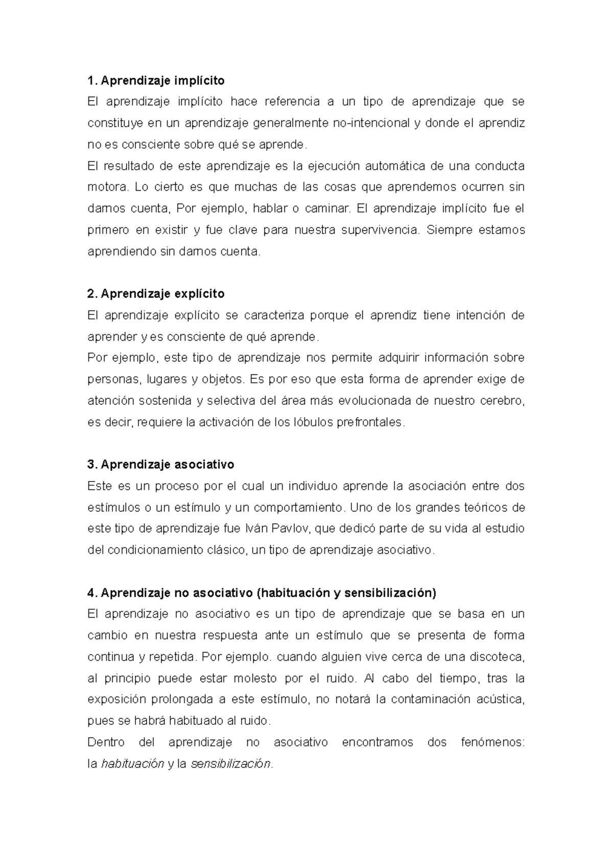 Explicacion aprendizajes - Aprendizaje implícito El aprendizaje ...