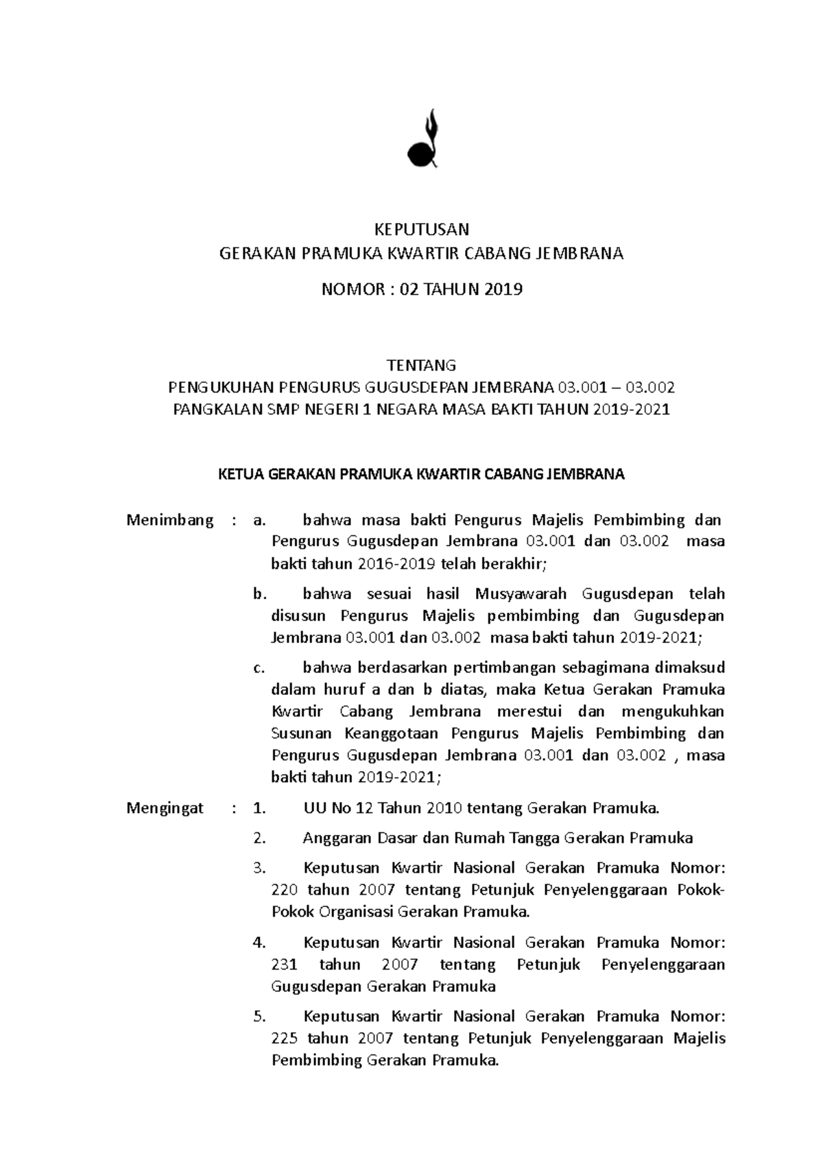 3. SK Pengukuhan ATAU Tanda Perestuan - KEPUTUSAN GERAKAN PRAMUKA ...