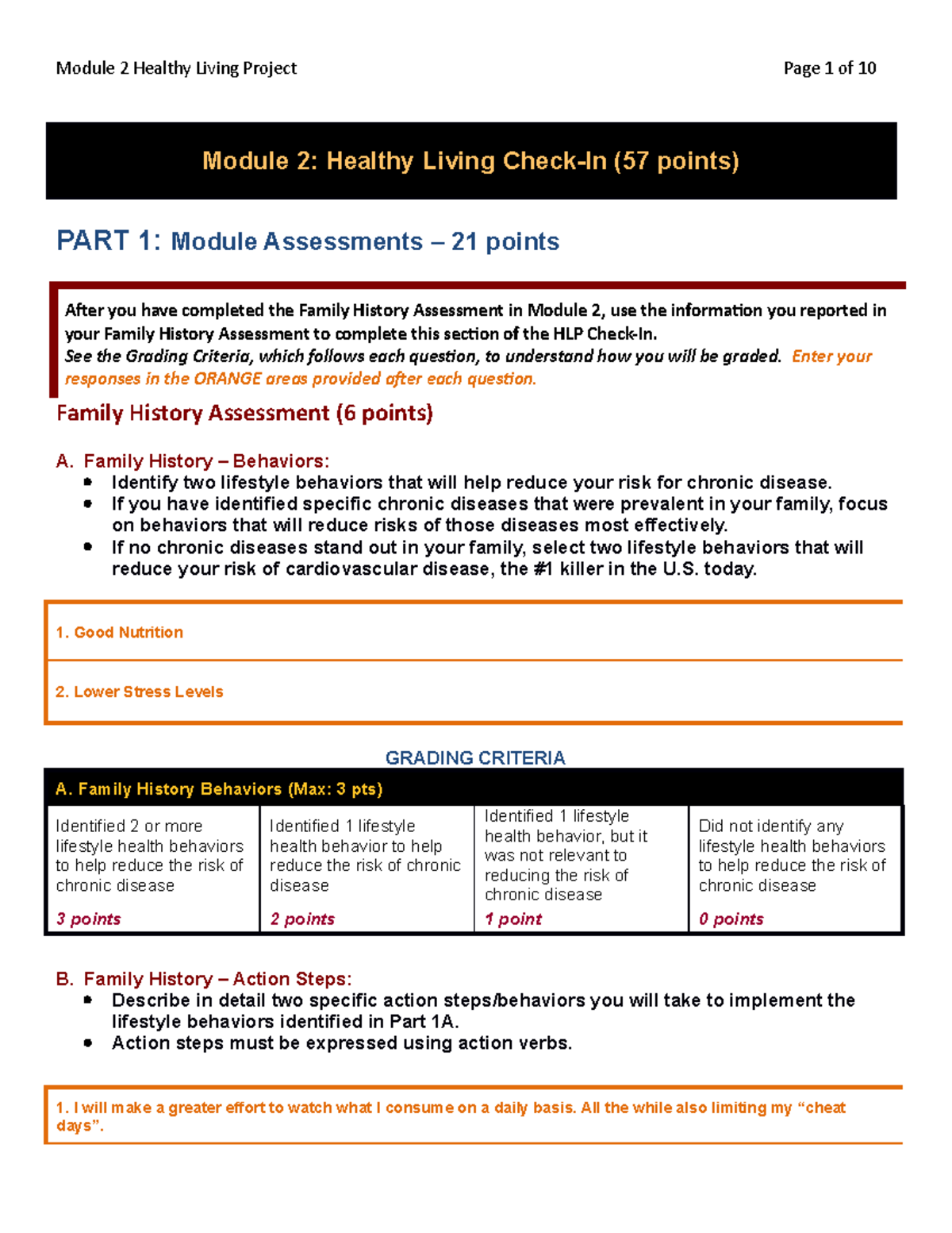 Module 2 Healthy Living Check-In Form Online - Module 2 Healthy Living ...