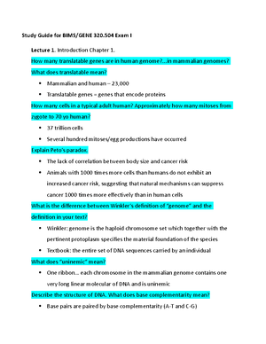 Inherited Metabolic disorders - GENE 320 - TAMU - Studocu