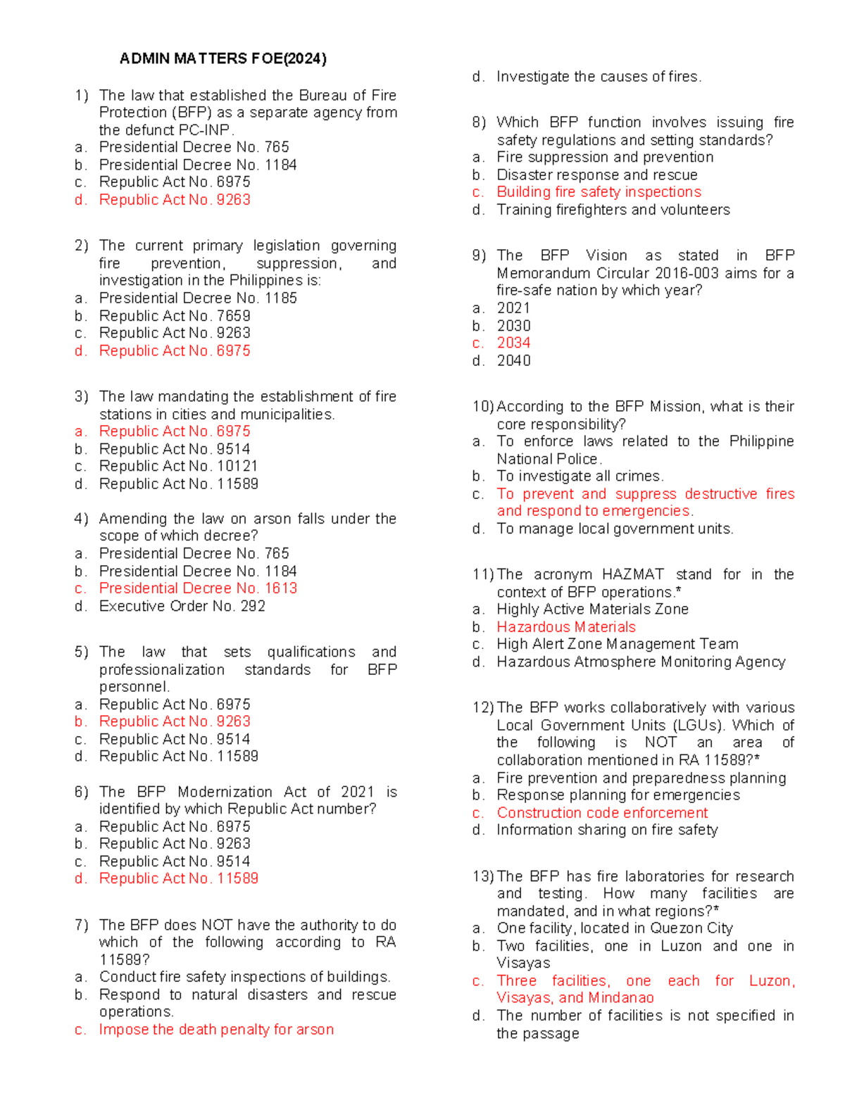 Admin- Matters-FOE - ADMIN MATTERS FOE(2024) The law that established ...