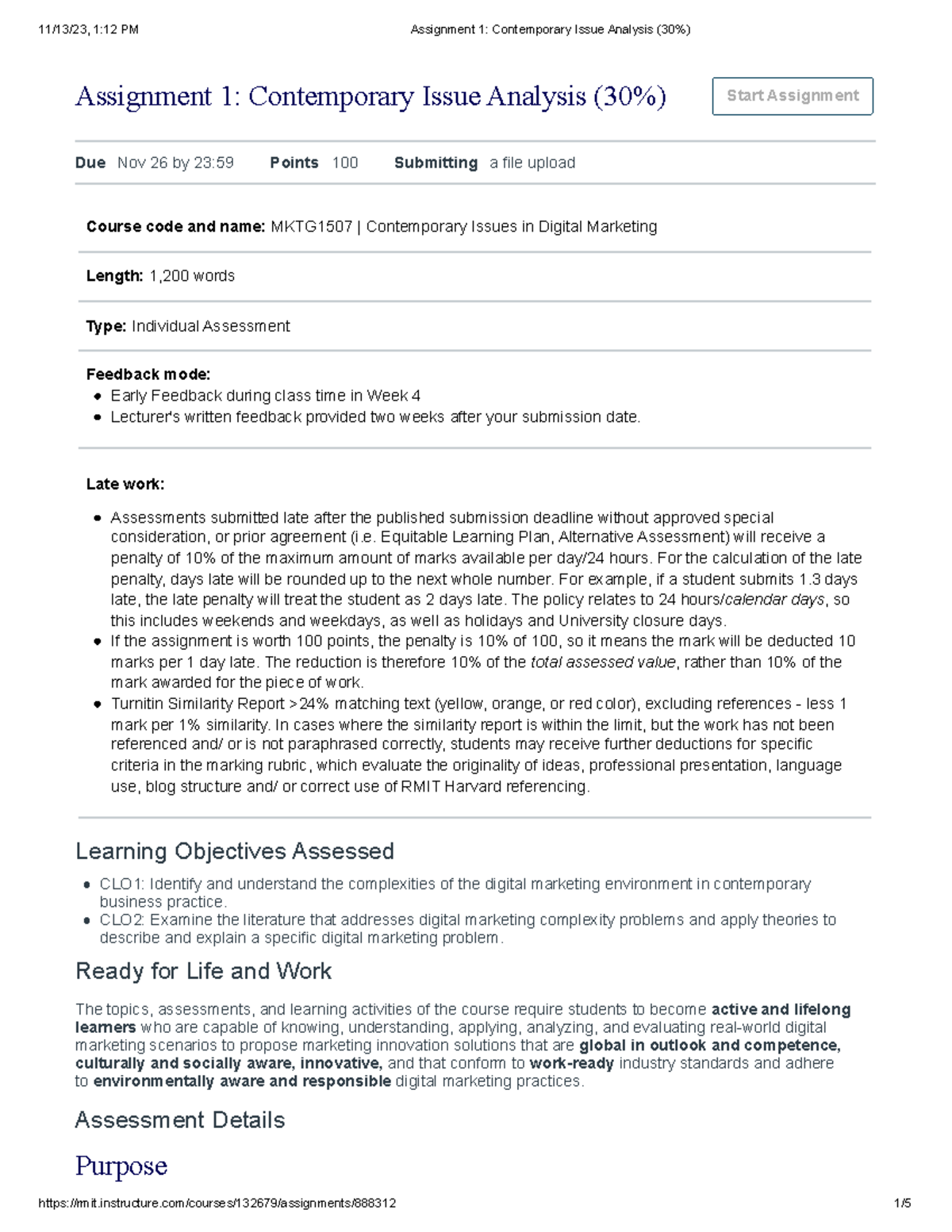 Assignment-1 -Contemporary-Issue-Analysis-30 - Assignment 1: Contemporary Issue Analysis (30% ...