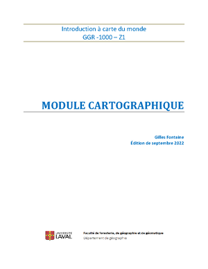 Notes du module 1 - Introduction à la carte du monde GGR-1000-Z MODULE ...