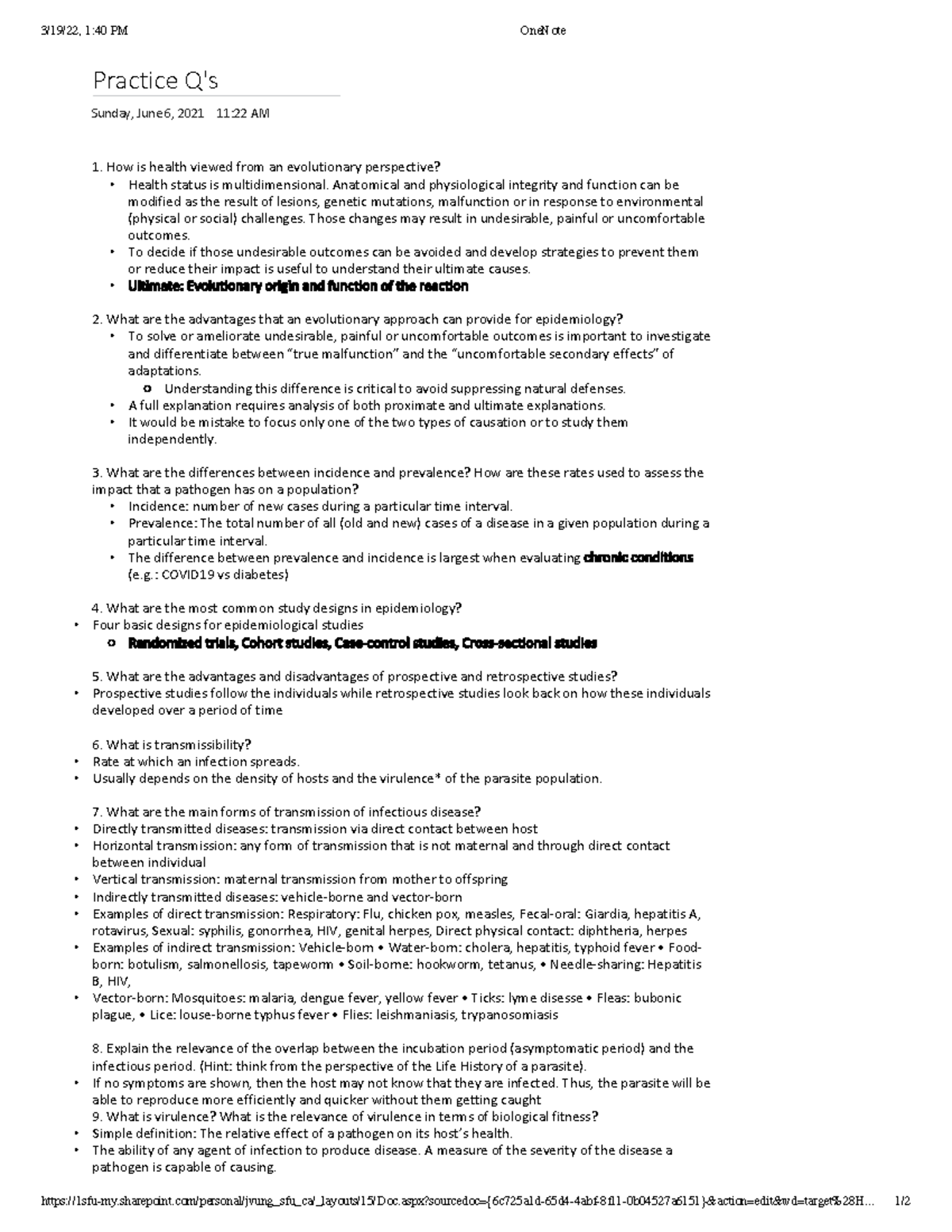 Practice qs week 7 - pratice qs week 7 - 3/19/22, 1:40 PM OneNote - Studocu