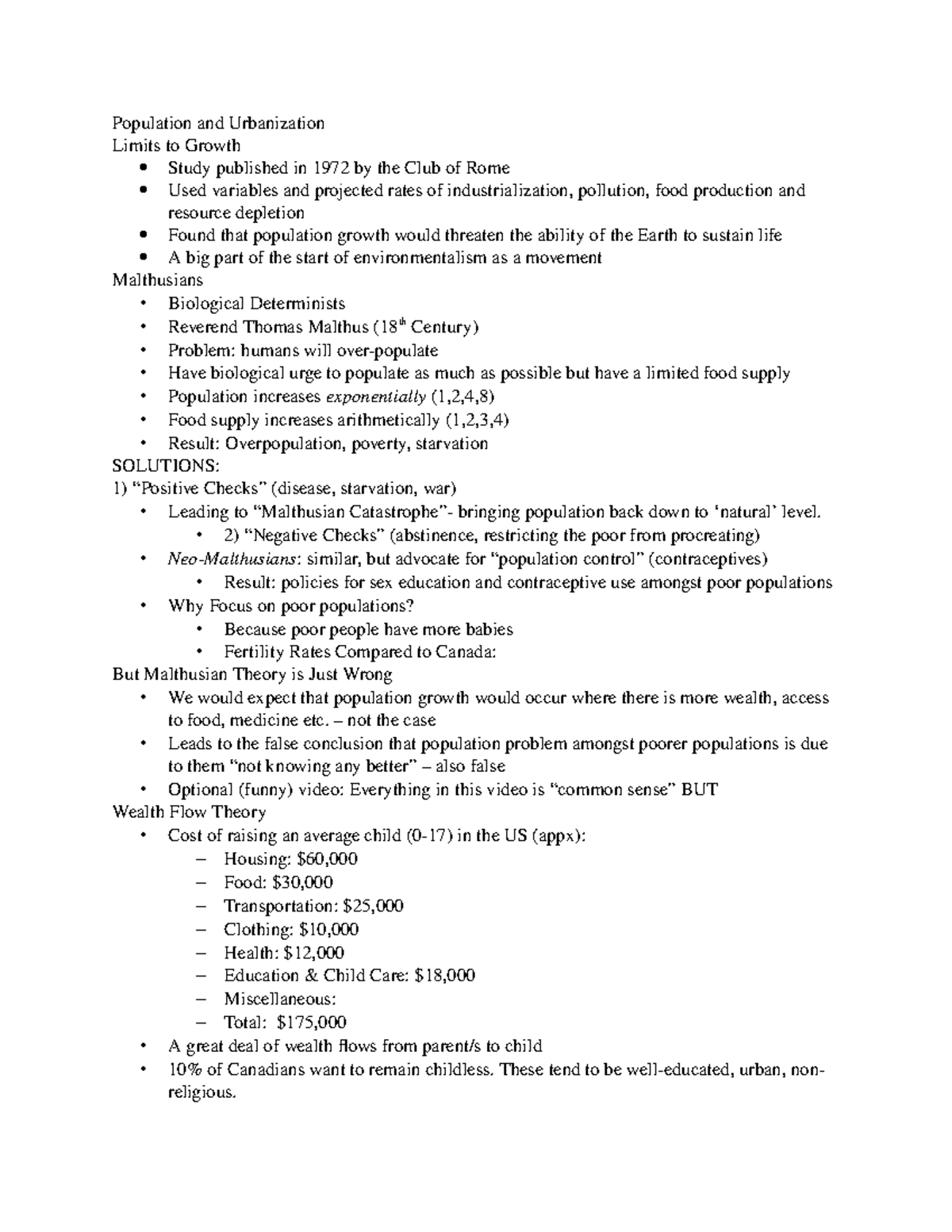 Population and Urbanization - Population and Urbanization Limits to ...
