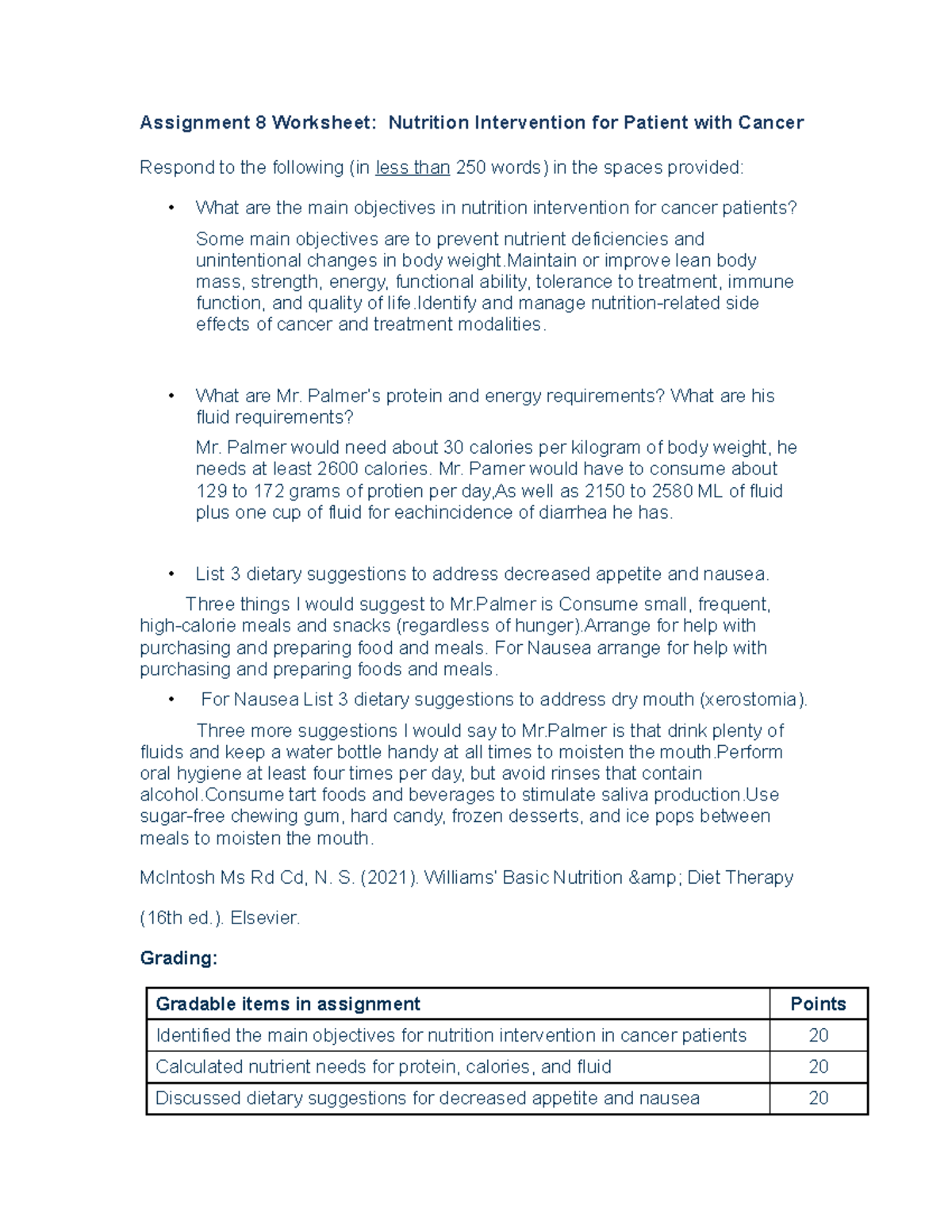 SCI115 H Wk8 Assignment Worksheet - Assignment 8 Worksheet: Nutrition ...