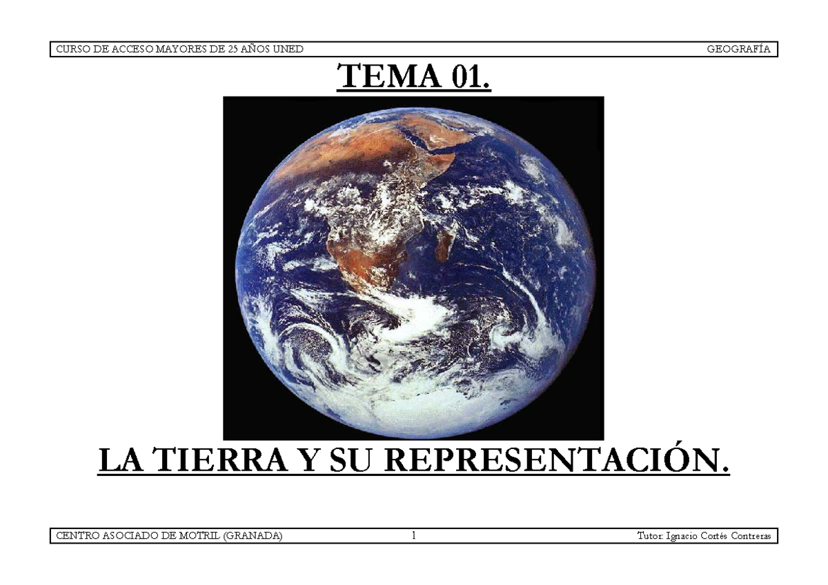 01 LA Tierra Y SU Representacion - CURSO DE ACCESO MAYORES DE 25 AÑOS ...