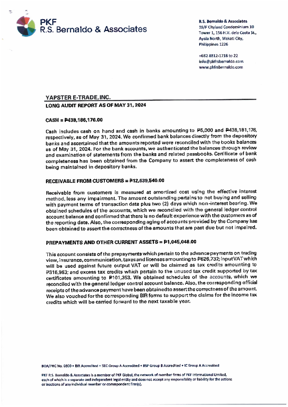 LFAR - Sample Format - PKF R. Bernaldo Associates R. Bernaldo ...