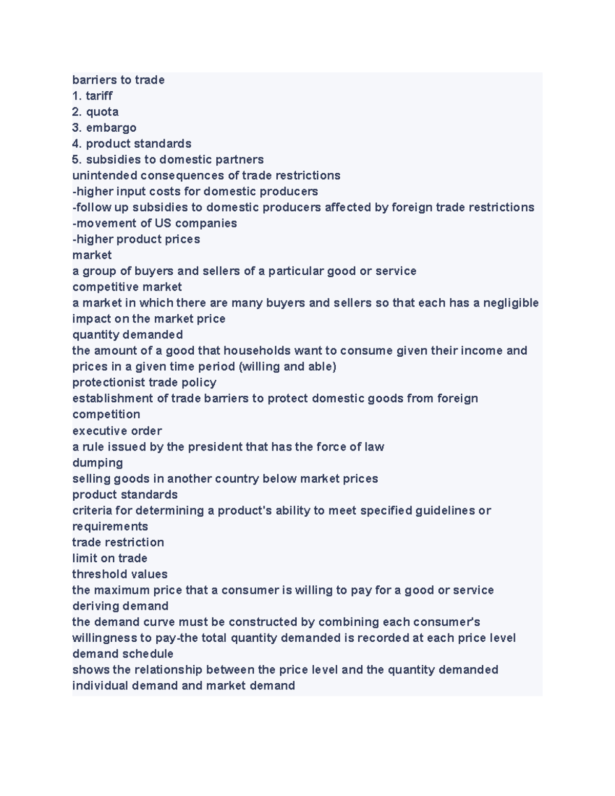 ECO201 #2 - Exam Help - barriers to trade tariff quota embargo product ...