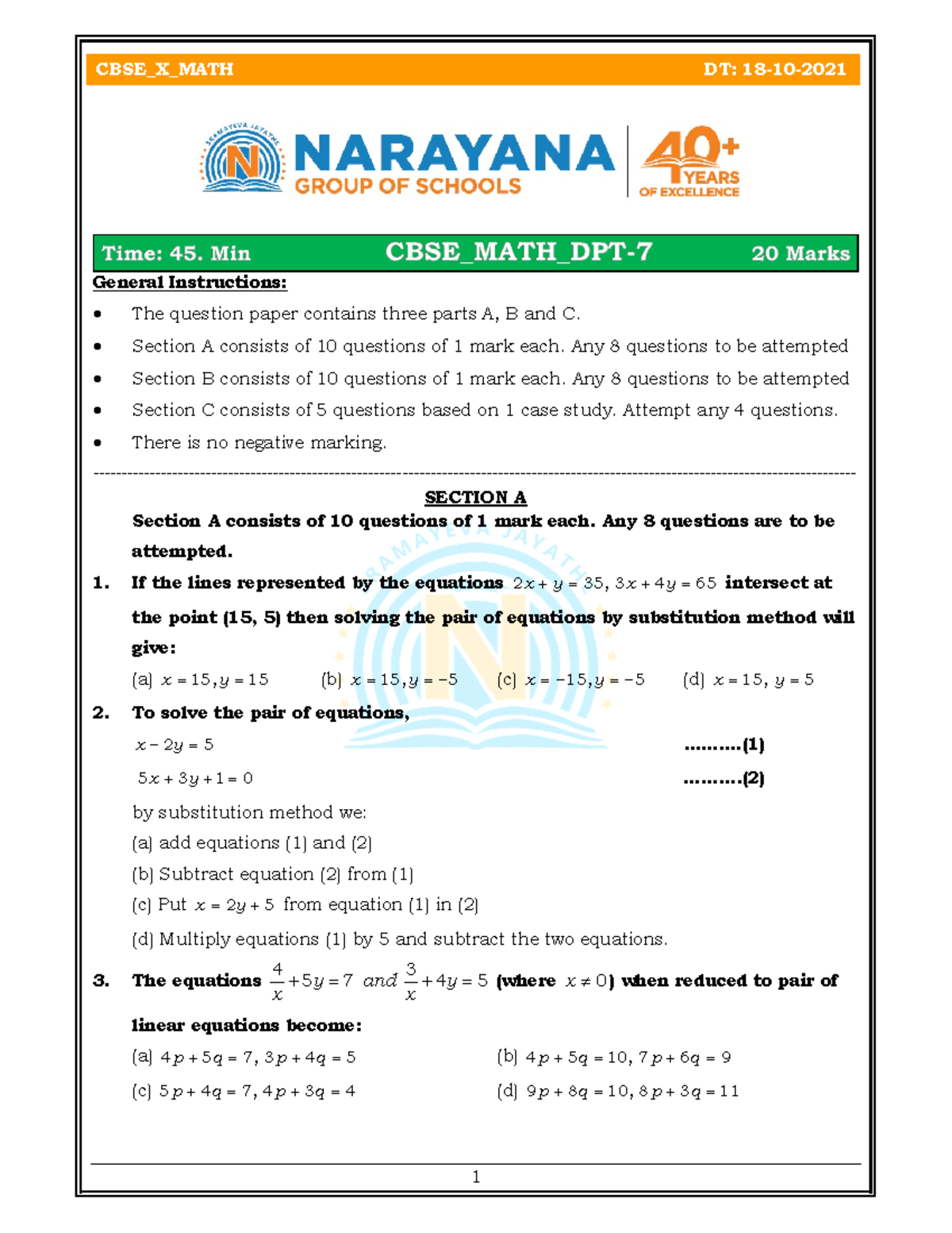 Project for class 12 - General Instructions: The question paper ...
