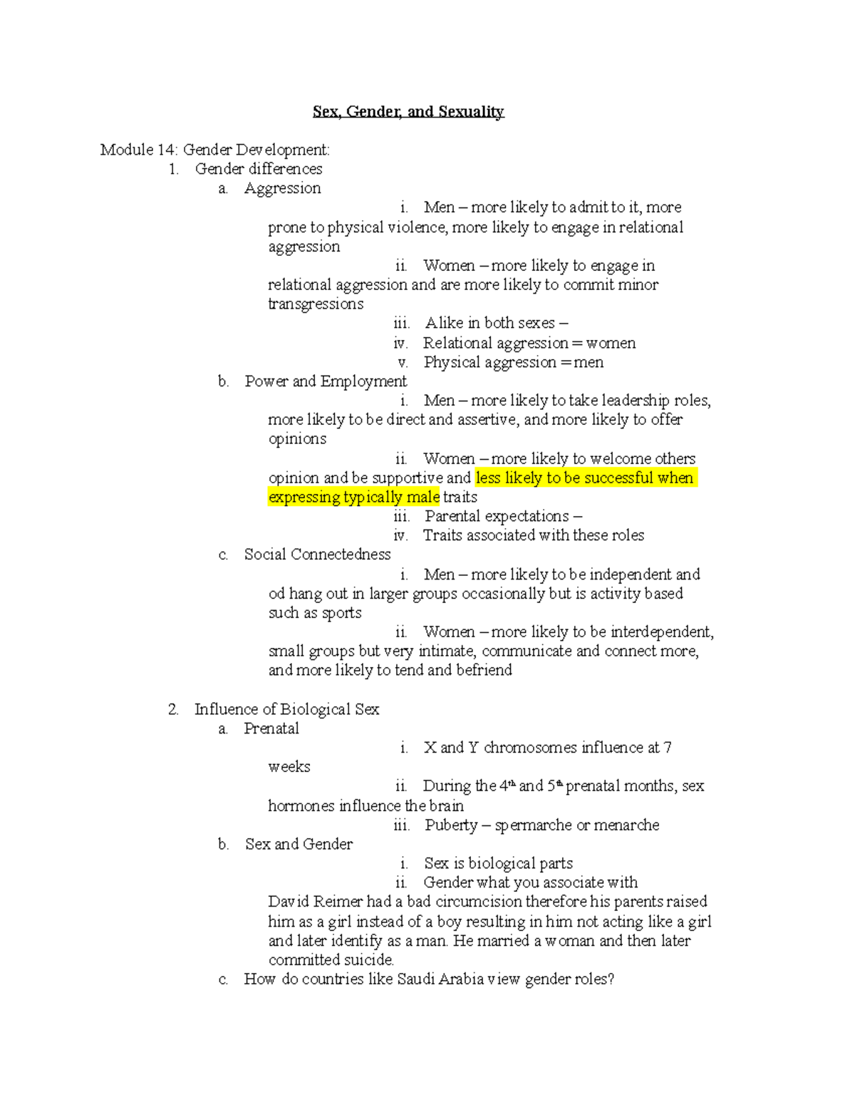 PSY notes cell - Psychology Lecture Note with clicker questions - Sex ...