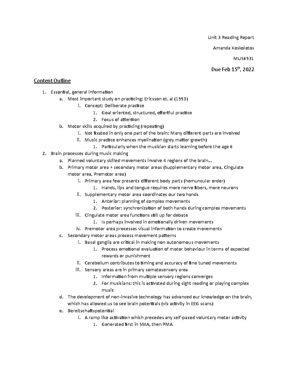 Unit 3 - Reading Report - Unit 3 Reading Report Amanda Koskoletos MUS ...