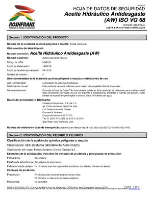 Aceite Hidraulico Antidesgaste - HOJA DE DATOS DE SEGURIDAD Aceite ...