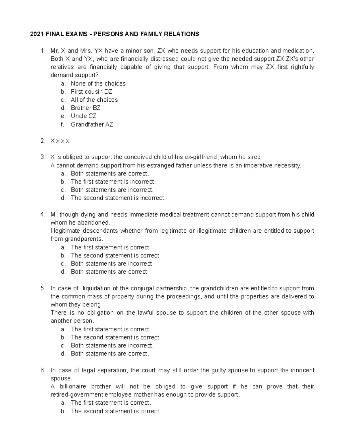 2021 Persons Final Exams - 2021 FINAL EXAMS - PERSONS AND FAMILY ...