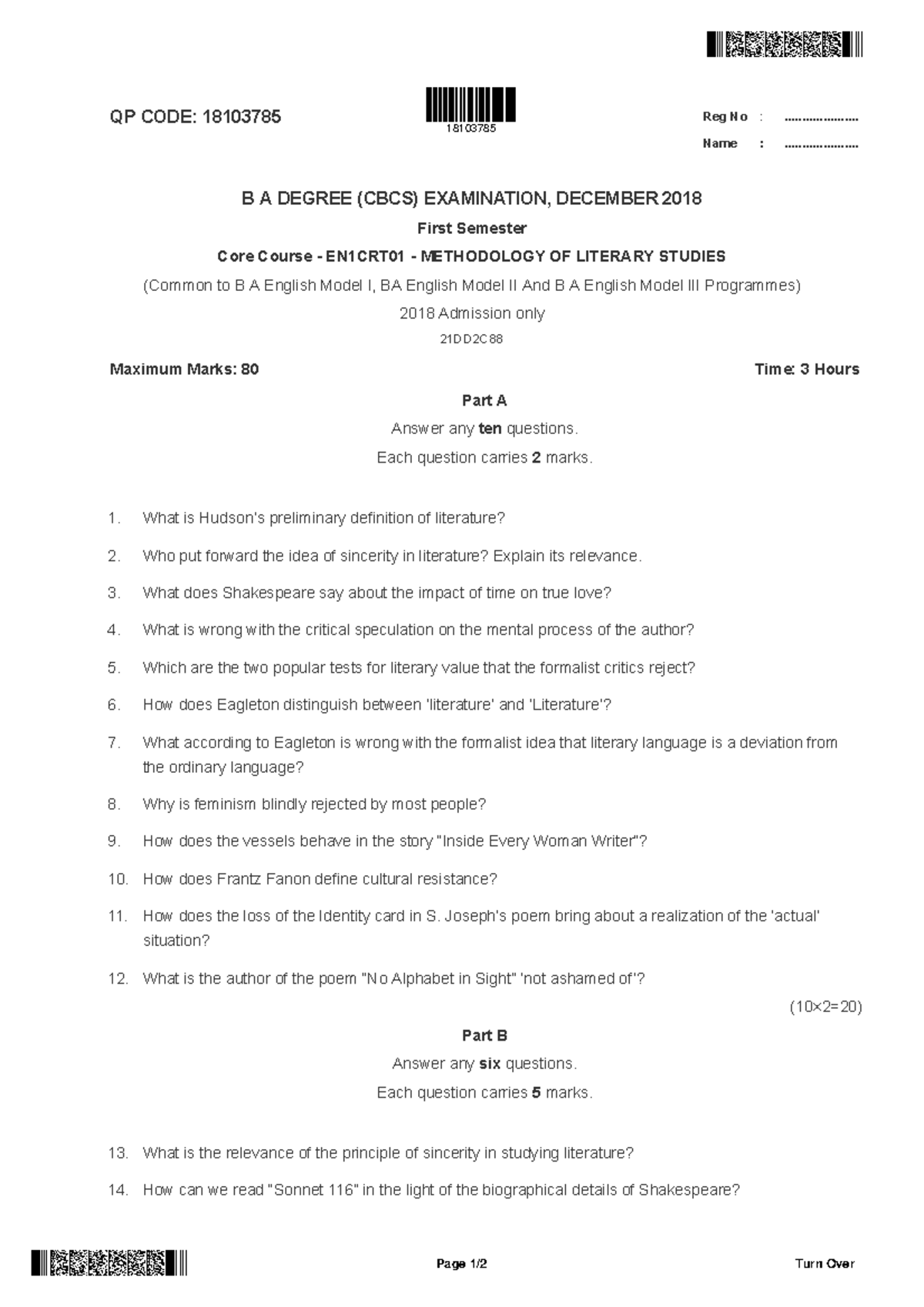 Methodology 3 - Detailed chapter - QP CODE: 18103785 Reg No ...