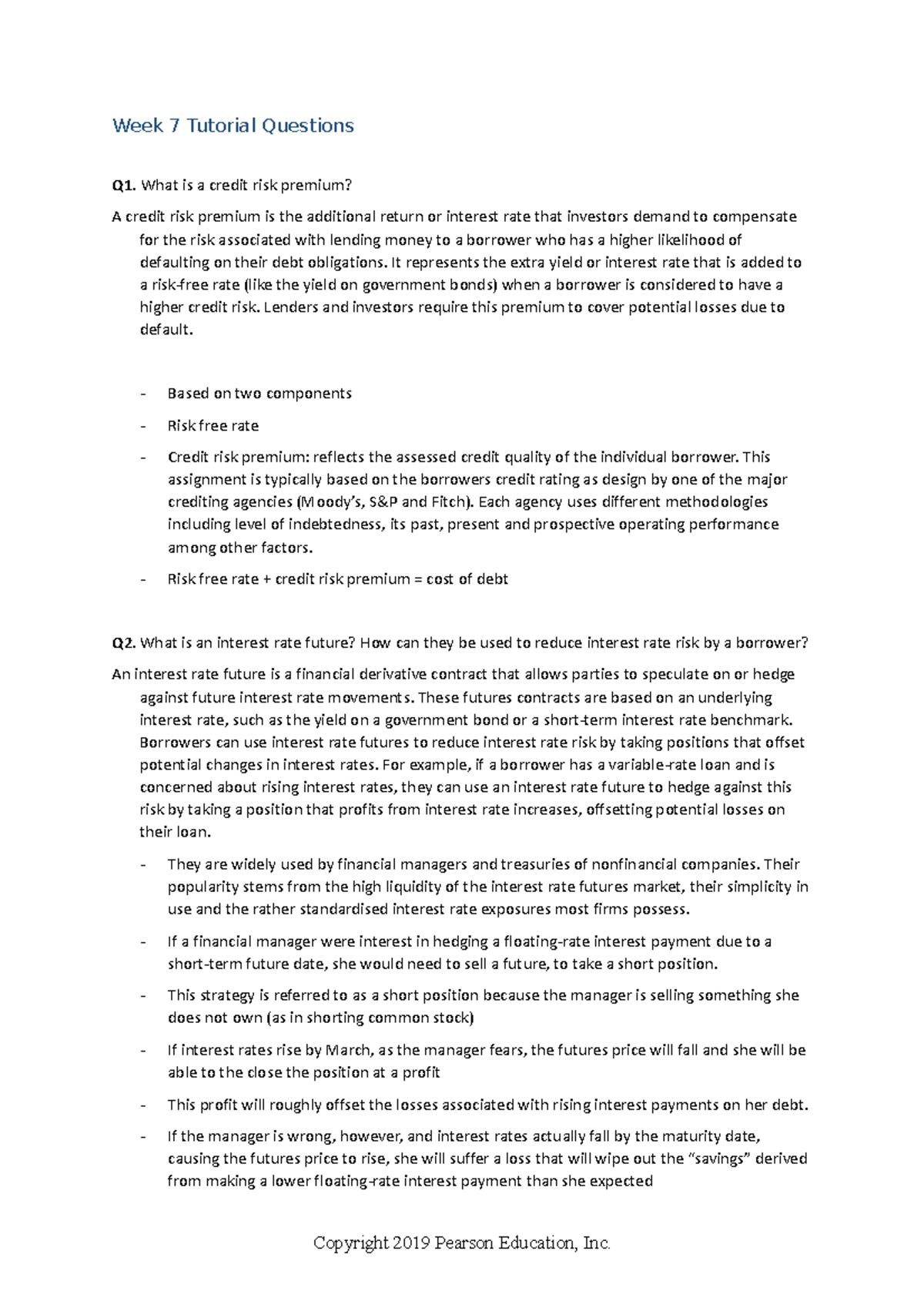 Week 7 Tute question - Week 7 Tutorial Questions Q1. What is a credit ... Week 7 Tute question - Week 7 Tutorial Questions Q1. What is a credit ...