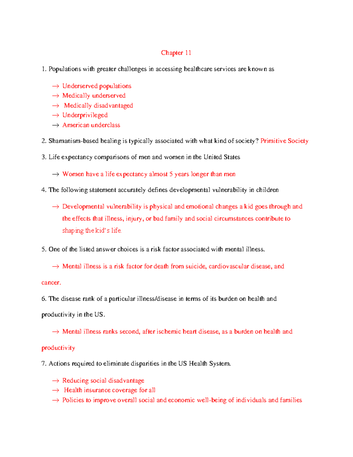 HSAM 200 Study Guide 4 - Chapter 11 Populations with greater challenges ...