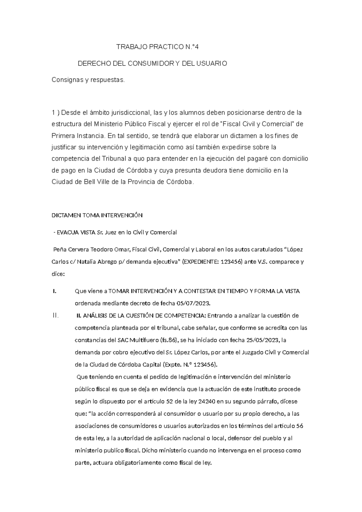 Trabajo Practico N4 consumidor - TRABAJO PRACTICO N.° DERECHO DEL ...