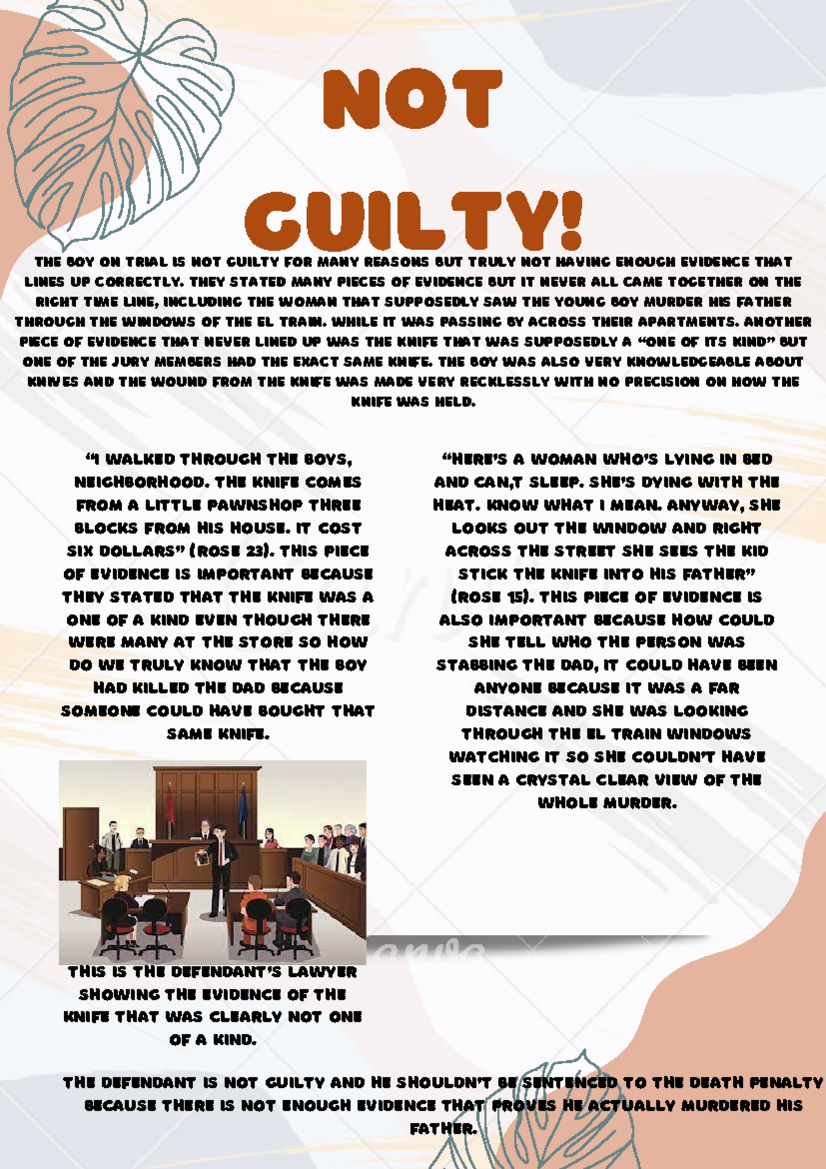 Blue Modern Notes A4 Document - NOT GUILTY! THE BOY ON TRIAL IS NOT ...