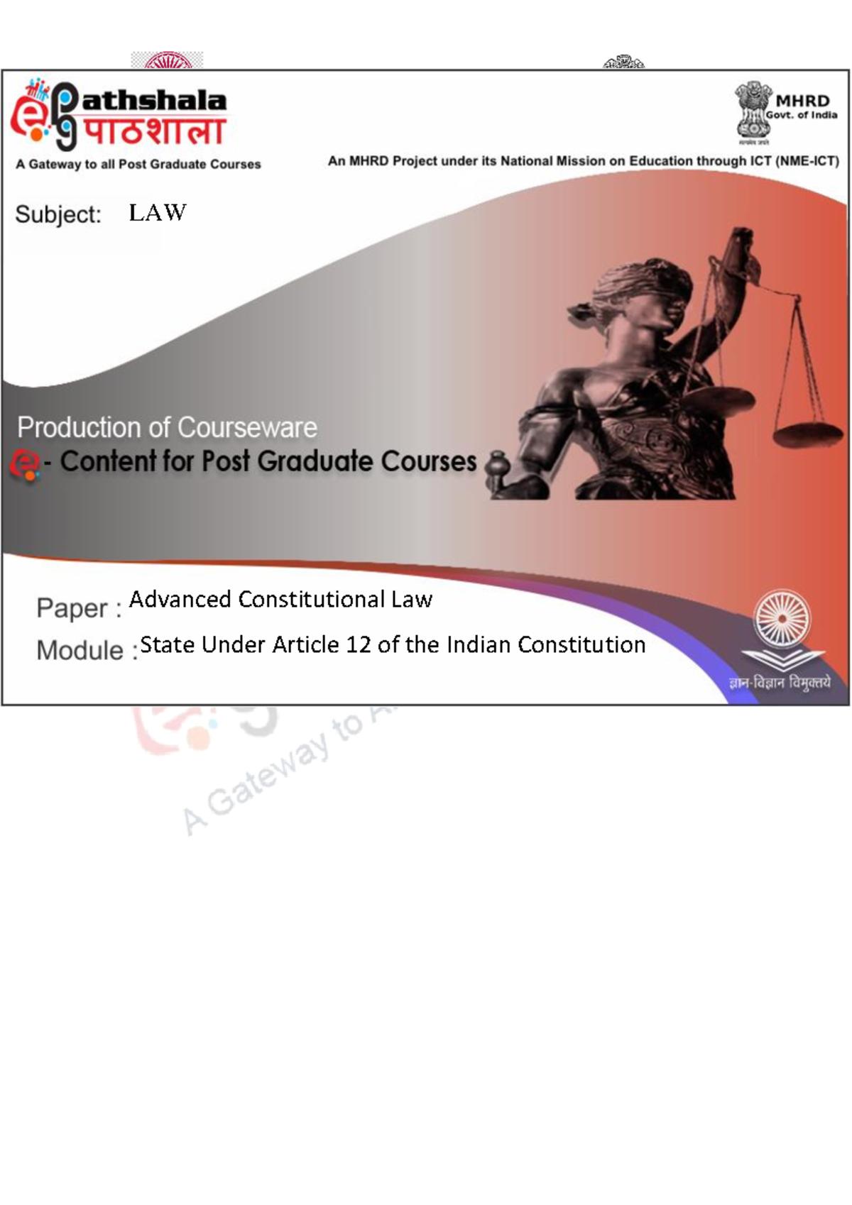 Doctrine of State Action - LAW Advanced Constitutional Law State Under ...