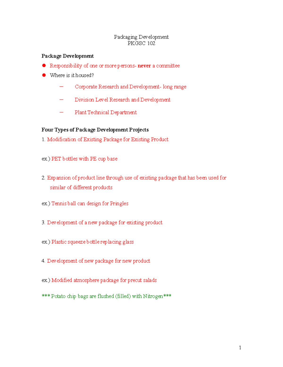 Packaging Development.HO - Intro To Pkg Sci - Packaging Development ...