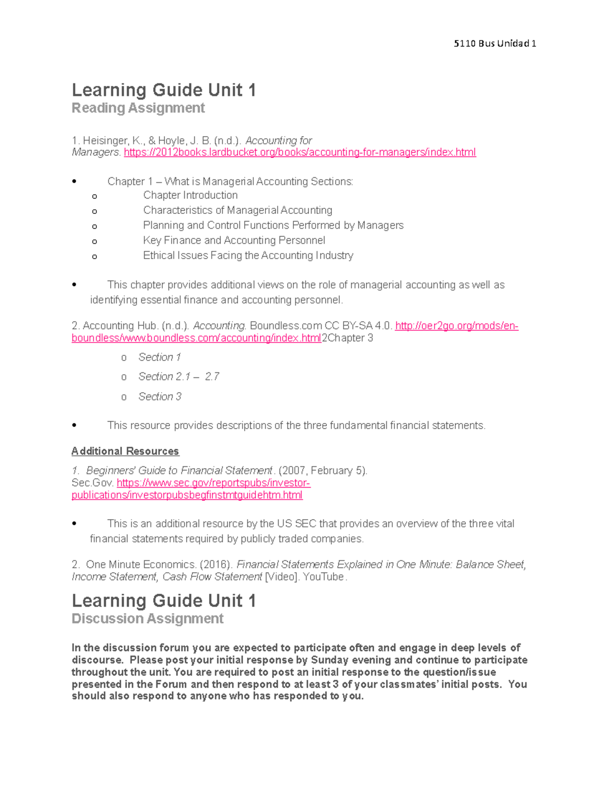 Learning Guide Unit 1 bus 5115 uopeople - 5110 Bus Unidad 1 Learning Guide Unit 1 Reading ...