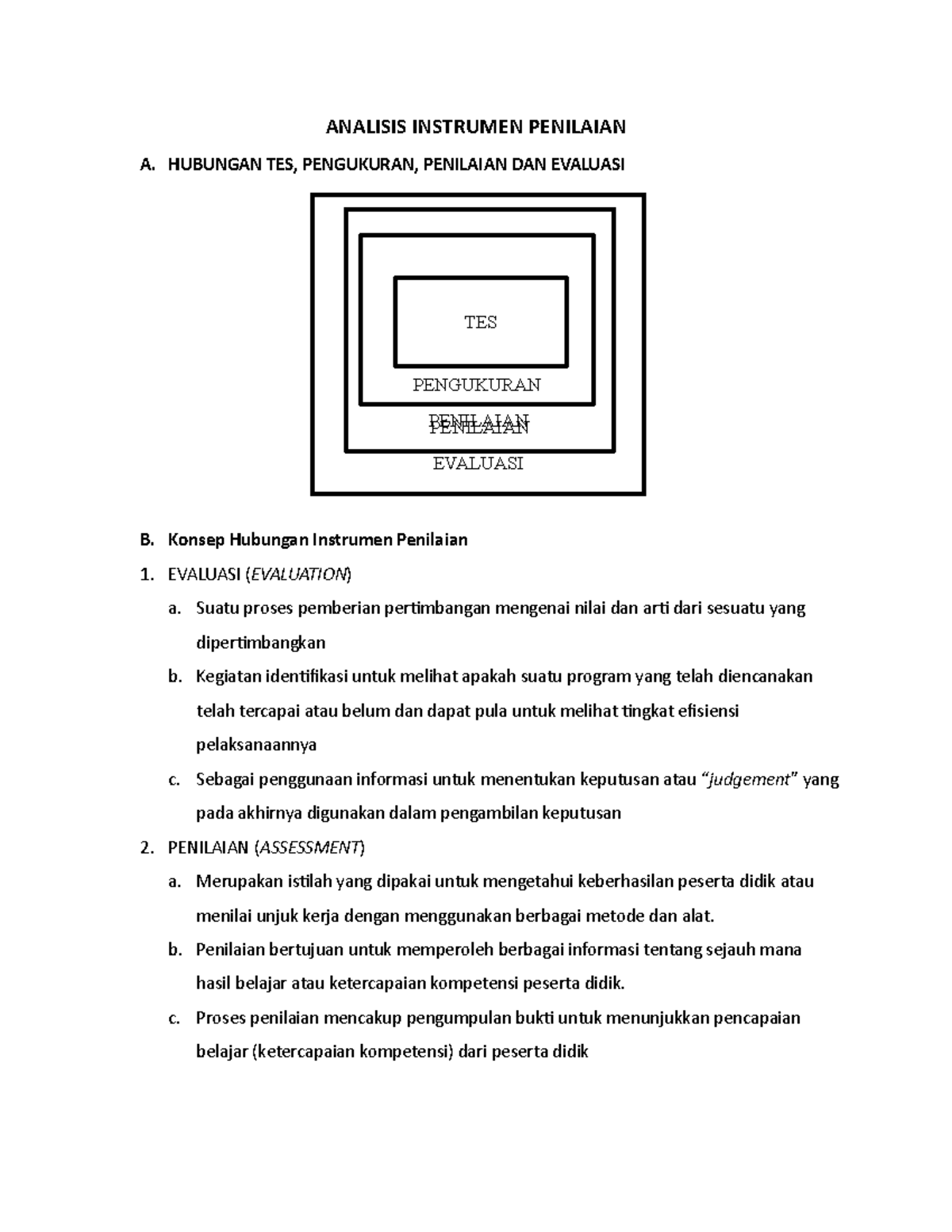 Analisis Instrumen Penilaian - ANALISIS INSTRUMEN PENILAIAN A. HUBUNGAN ...