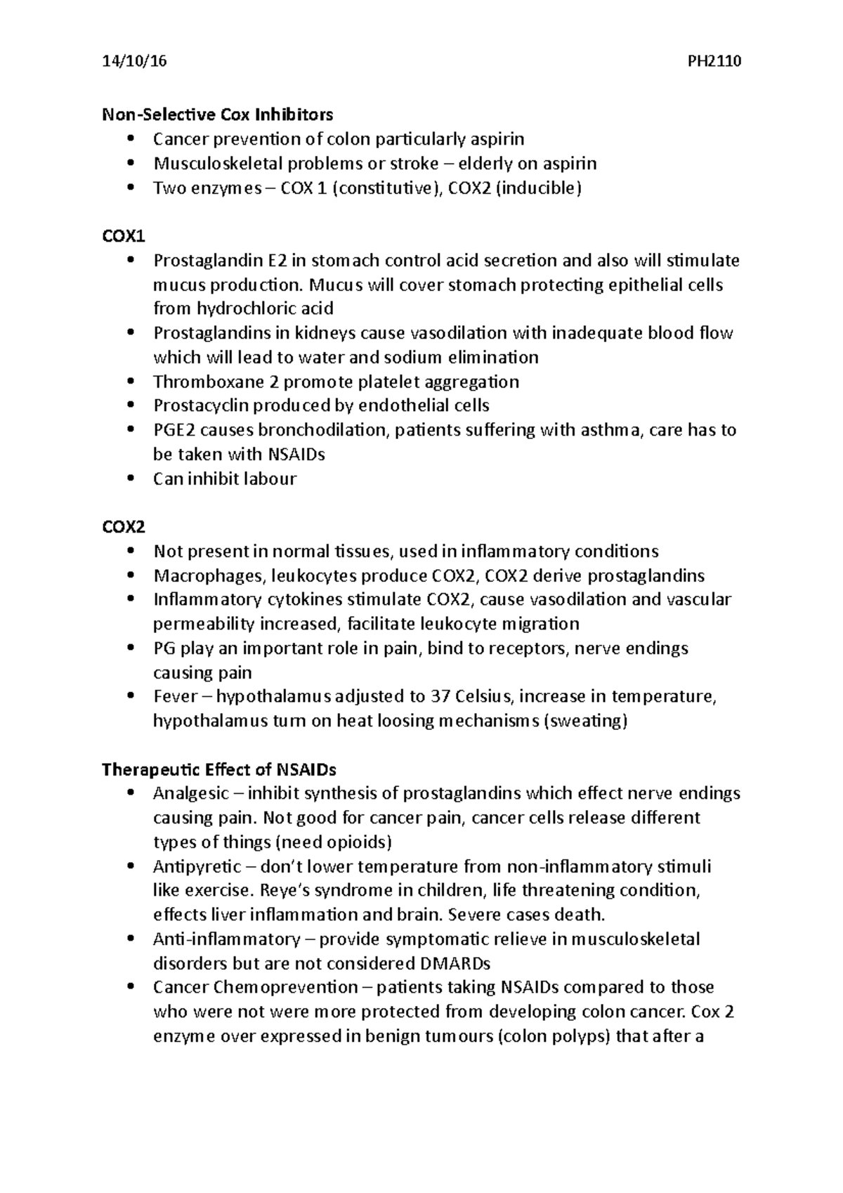 Non-selective cox inhibitors - 14/10/16 PH Non-Selective Cox Inhibitors ...