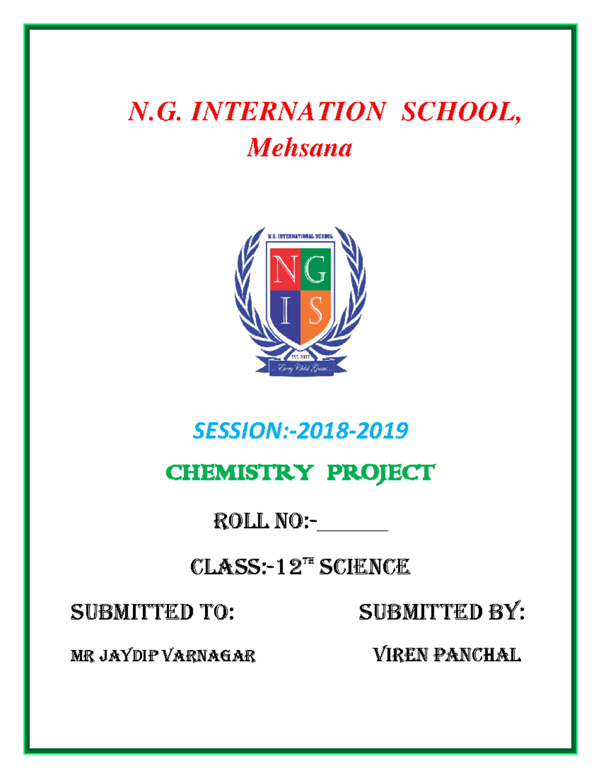 12th Chemistry Project PDF File - N. INTERNATION SCHOOL, Mehsana ...