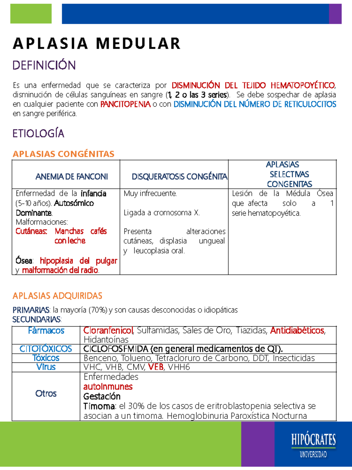 Aplasia Medular - Apuntes de aplasta - J O Y A S E N A R M A P L A S I ...