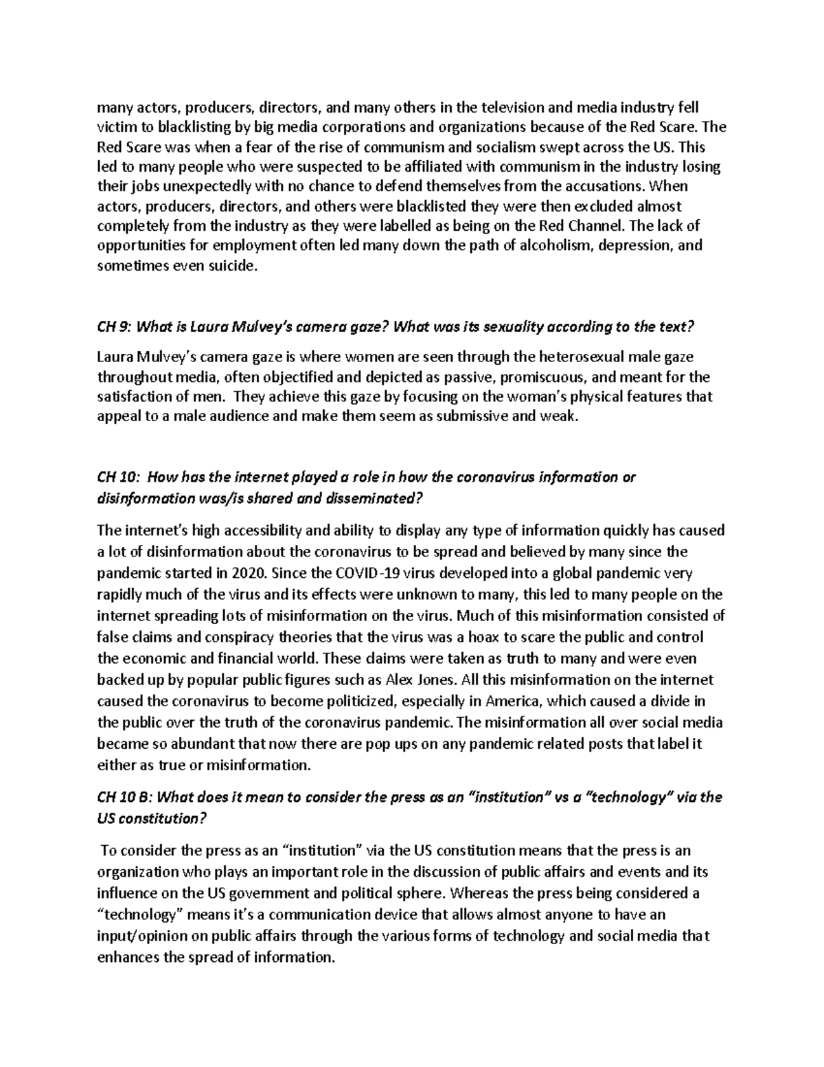 Media 180 - Discussion 3 - many actors, producers, directors, and many ...