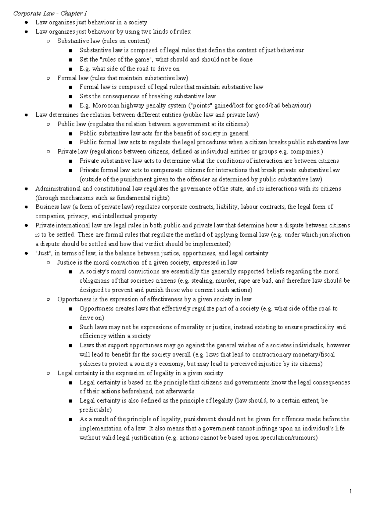 Corporate Law Chapter 1 - what side of the road to drive on Formal law ...