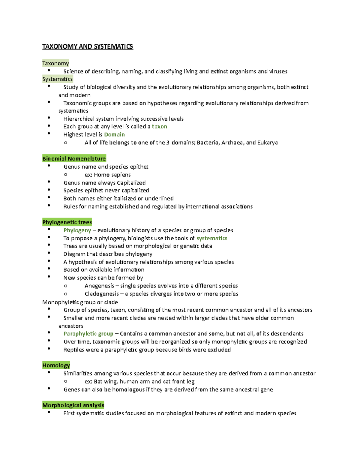 Taxonomy AND Systematics BIOL1P92 - TAXONOMY AND SYSTEMATICS Taxonomy ...