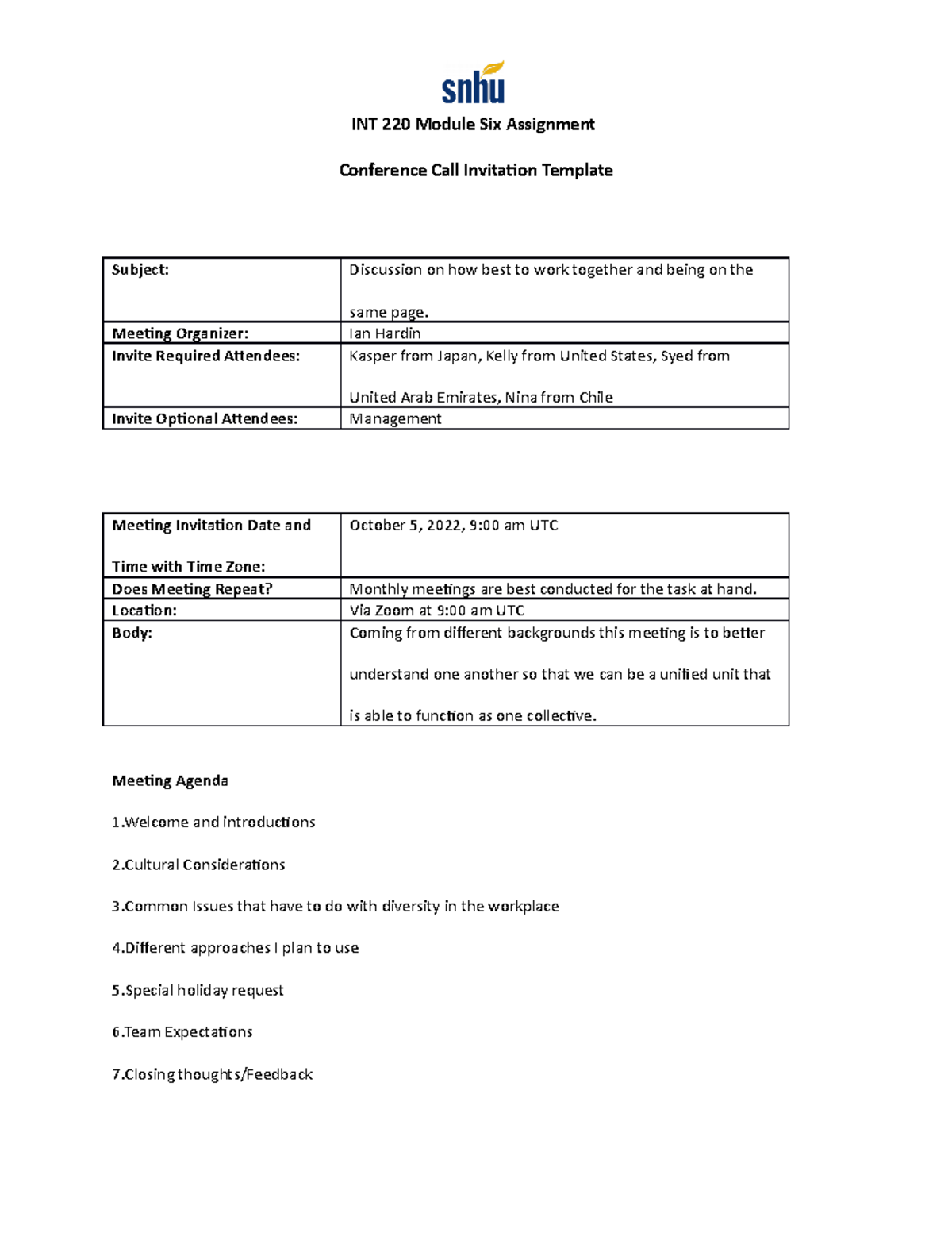 INT 220 Conference Call Invitation Template - INT 220 Module Six ...