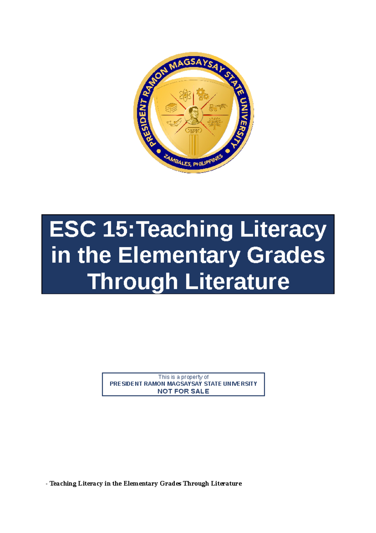 Chapter 1 - ESC 15:Teaching Literacy in the Elementary Grades Through ...