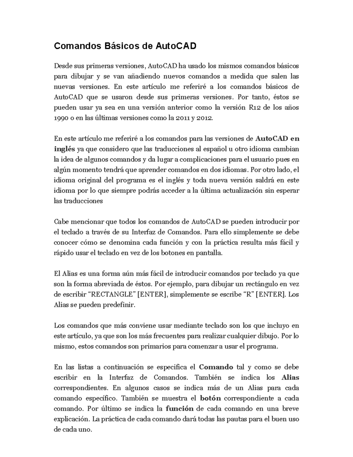 Algunos Comandos Básicos De Autocad. - Comandos Básicos de AutoCAD ...