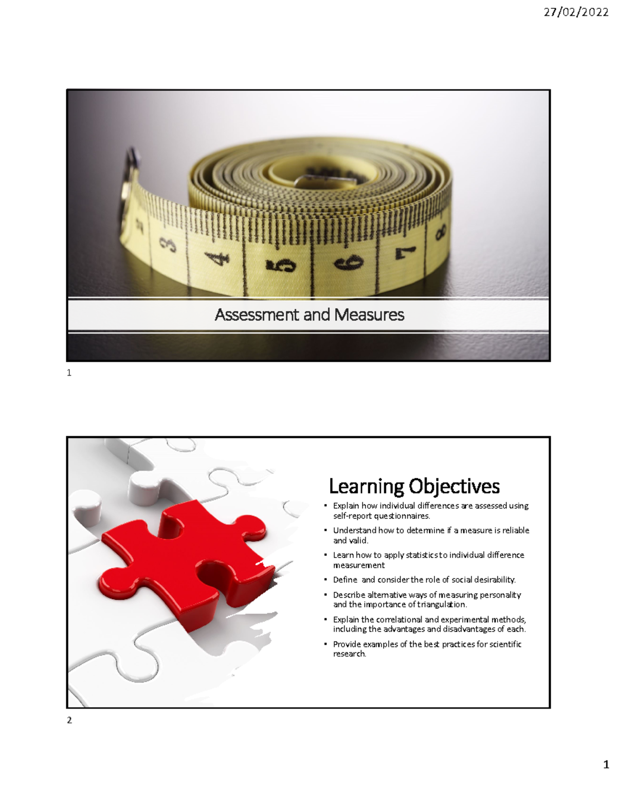 Lecture 1- Assessment and Measures R - Assessment and Measures Learning ...