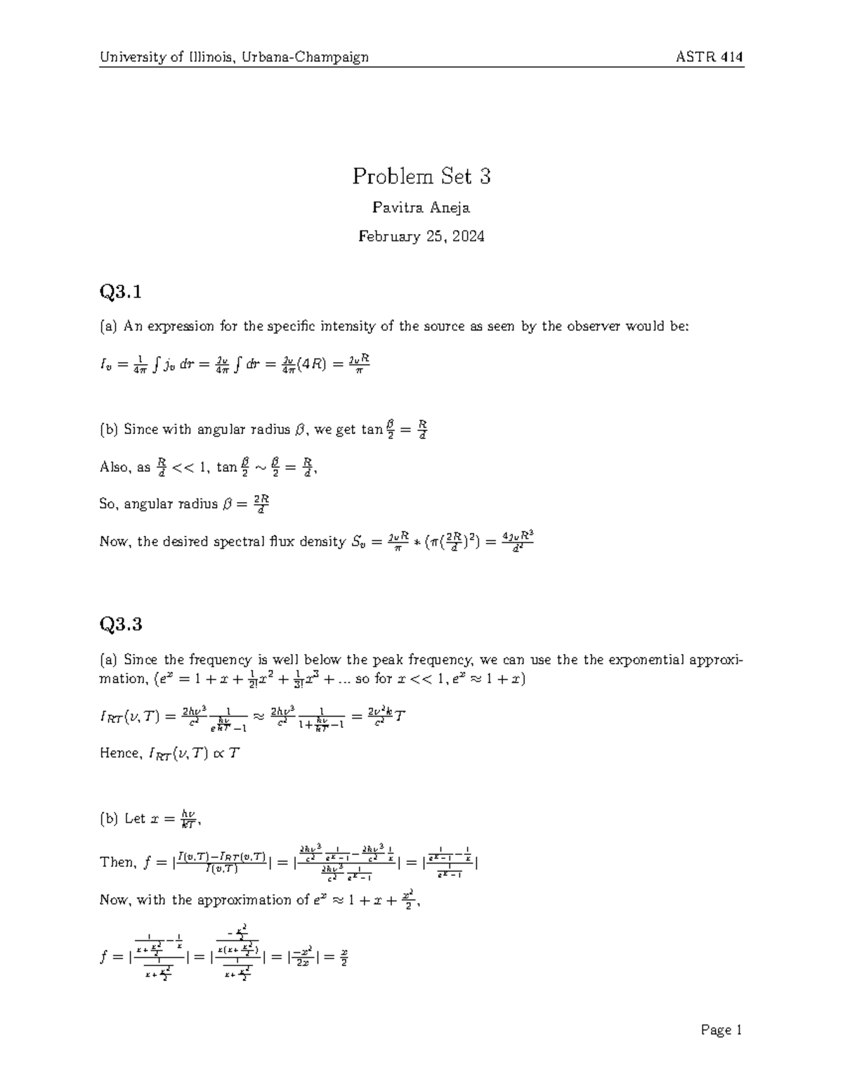 Problem set 3 Spring 2024 - University of Illinois, Urbana-Champaign ...