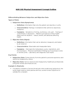 NUR102 Concept Outline Sensory Perception - NUR-102 Content Outline ...