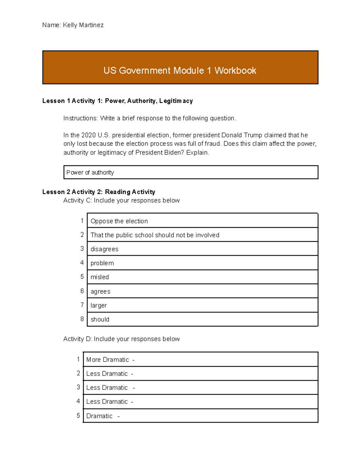 Module 1 Workbook - Name: Kelly Martinez US Government Module 1 ...