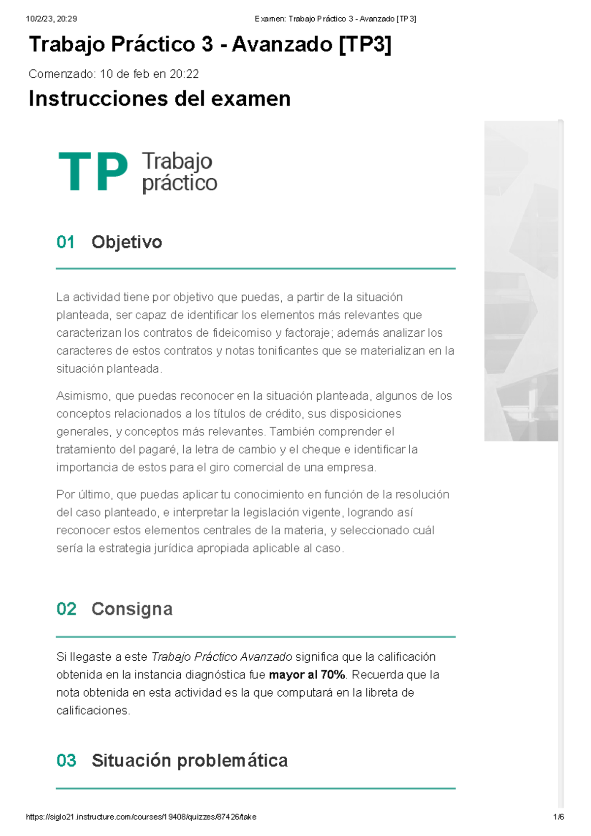 Examen Trabajo Práctico 3 - Avanzado [TP3] 90% - Trabajo Práctico 3 - Avanzado [TP3] Comenzado ...